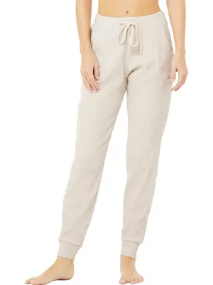 Alo Yoga ALO Muse Ribbed Jogger Sweatpants Bone Heather