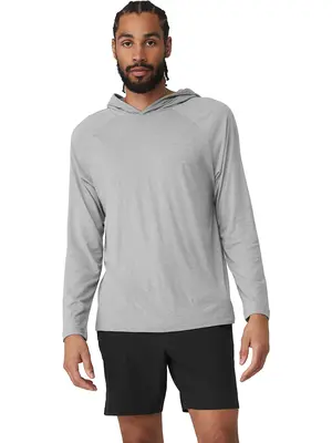 Alo Yoga Core Hooded Runner Sweatshirt - Athletic Heather Grey