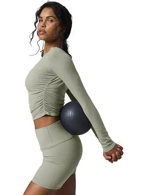 Alo Yoga ALO Gather Ribbed Crewneck Long Sleeve Top Limestone