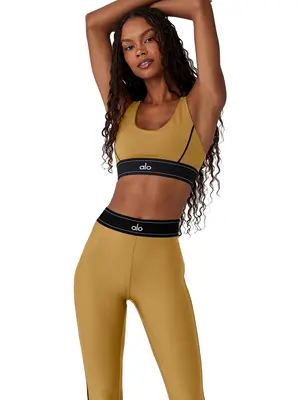 Alo Yoga Airlift Suit Up Bra Golden Olive Branch/black