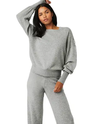 Alo Yoga Cashmere Jet Set Crew Sweatshirt - Dove Grey Heather