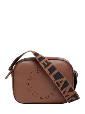 Stella McCartney Logo Camera Crossbody Bag Cinnamon