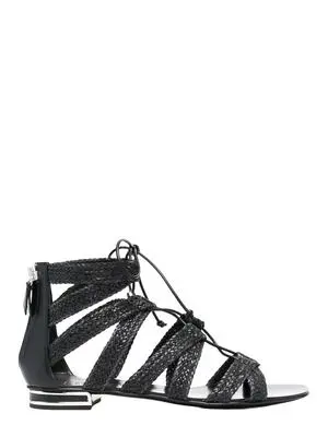 Casadei Spartan Woven Gladiator Sandals - Black