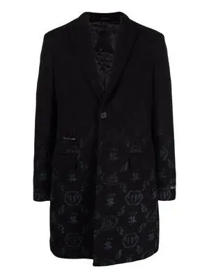 Philipp Plein Monogram Jacquard Coat - Black