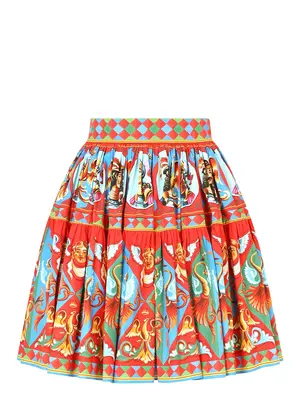 Dolce & Gabbana Carretto-print Pleated Miniskirt - Red