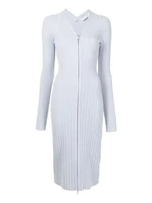 Proenza Schouler White Label Ribbed Knitted Cardigan Dress - Blue