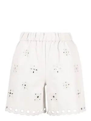 Red Valentino Broderie Lambskin Shorts - White