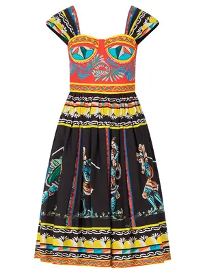 DOLCE & GABBANA Dolce & Gabbana Carretto-Print Bustier Midi Dress