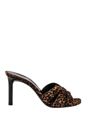 Saint Laurent Tribute Leopard Mules - Natural