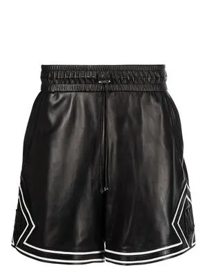 Amiri Appliqué-logo Leather Shorts - Black