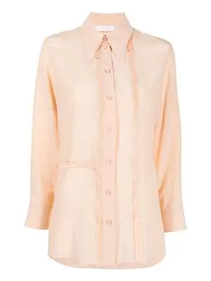 Chloé Silk Lace Trim Shirt - Neutrals