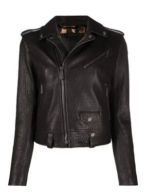 PHILIPP PLEIN Iconic Leather Biker Jacket