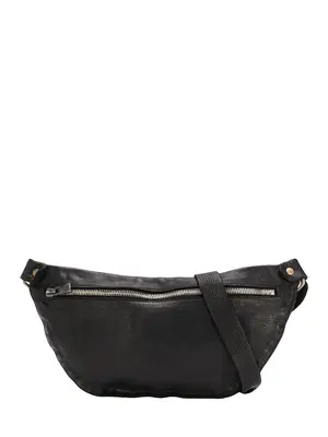 Guidi Cracked-effect Belt Bag - Black