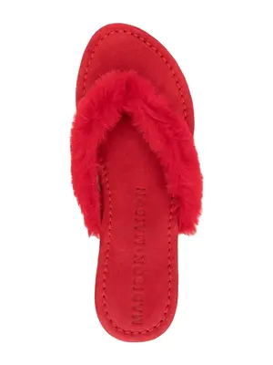 MADISON MAISON Madison.Maison Ivanka Faux Fur Flip-Flops Red
