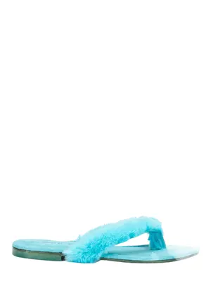 MADISON MAISON Artificial Fur Thong Sandal - Blue