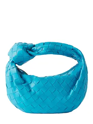 Bottega Veneta Jodie Mini Knotted Intrecciato Leather Shoulder Bag Blue