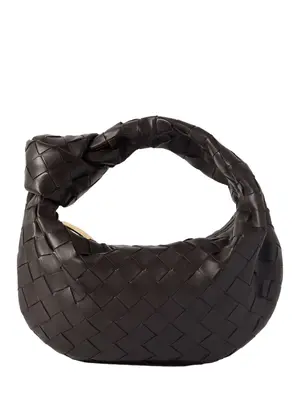 Bottega Veneta Jodie Mini Knotted Intrecciato Leather Shoulder Bag Dark Brown