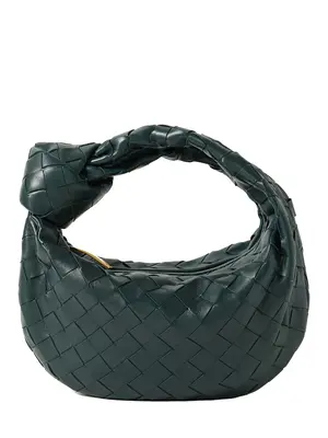 Bottega Veneta Jodie Mini Knotted Intrecciato Leather Shoulder Bag Emerald
