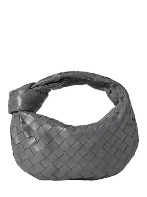 Bottega Veneta Jodie Mini Knotted Intrecciato Leather Shoulder Bag Gray