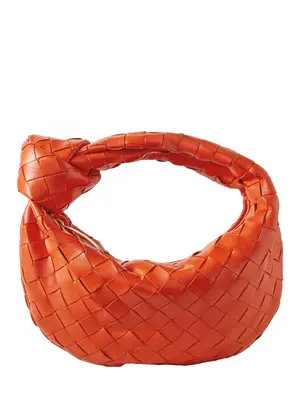 Bottega Veneta Jodie Mini Knotted Intrecciato Leather Shoulder Bag Orange