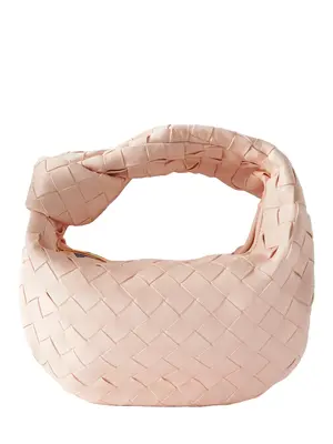 Bottega Veneta Jodie Mini Knotted Intrecciato Leather Shoulder Bag Pink