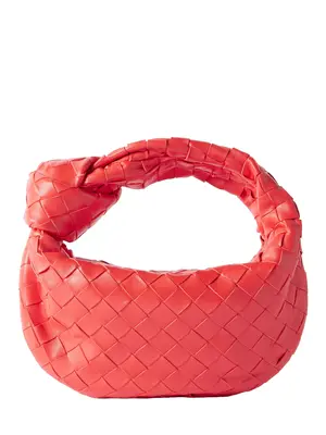 Bottega Veneta Jodie Mini Knotted Intrecciato Leather Shoulder Bag Red