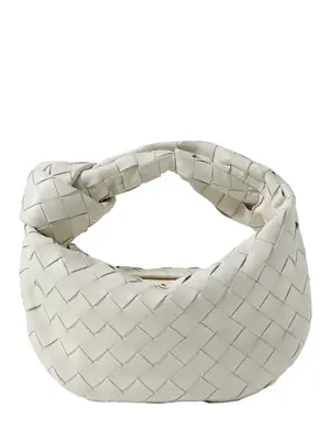 Bottega Veneta Jodie Mini Knotted Intrecciato Leather Shoulder Bag White