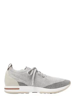 Loro Piana 360 Flexy Walk Leather-trimmed Wool Sneakers - Gray