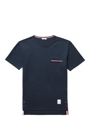 Thom Browne Slim-fit Grosgrain-trimmed Cotton-jersey T-shirt - Blue