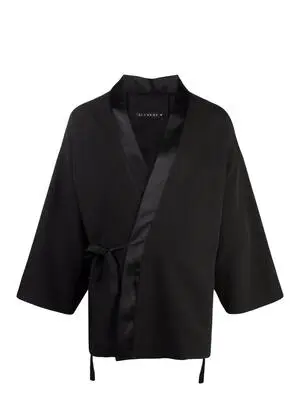 Alchemy Fashions Satin-trim Wrap Jacket - Black