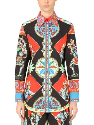 Dolce & Gabbana Carretto-print Poplin Shirt - Black