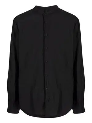 POÈME BOHÉMIEN Collarless Cotton Shirt - Black