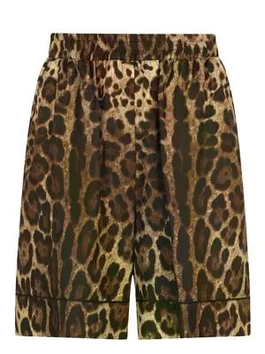 Dolce & Gabbana Leopard-print Silk Shorts - Brown