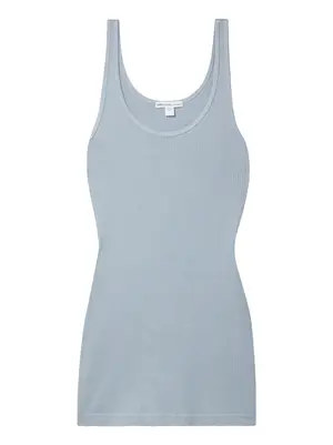 JAMES PERSE Daily Ribbed Stretch-cotton Tank Blue