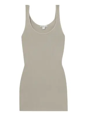 JAMES PERSE Daily Ribbed Stretch-cotton Tank Brown
