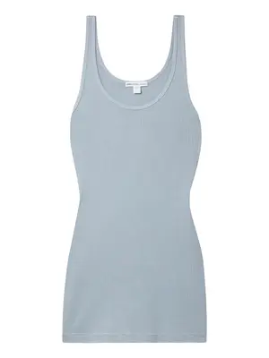 JAMES PERSE Daily Ribbed Stretch-cotton Tank Light Blue