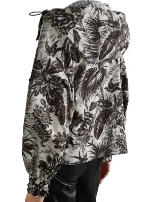 Moncler Albireo Floral-print Hooded Jacket - Black