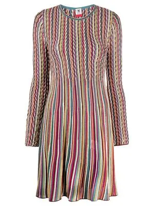 MISSONI Missoni Long Sleeve Vertical Stripe Mini Dress