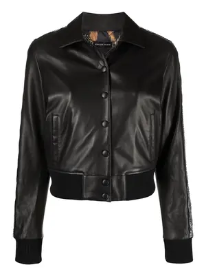 PHILIPP PLEIN Philipp Plein Crystal-Embellished Leather Jacket