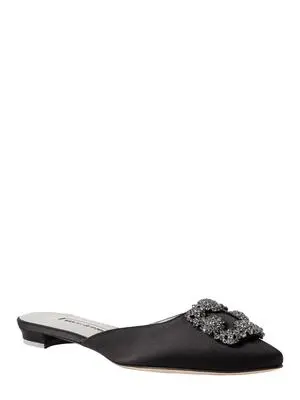 Manolo Blahnik Manolo Blahnik Hangisi Crystal-Embellished Slippers Black