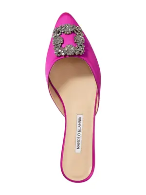 Manolo Blahnik Manolo Blahnik Hangisi Crystal-Embellished Slippers Pink