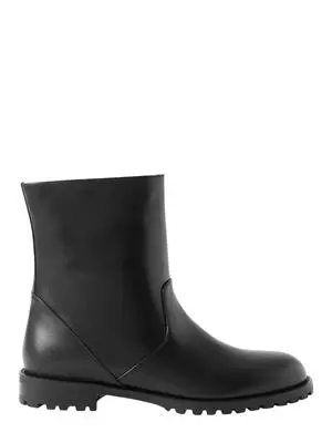 Manolo Blahnik Motosa Leather Ankle Boots - Black