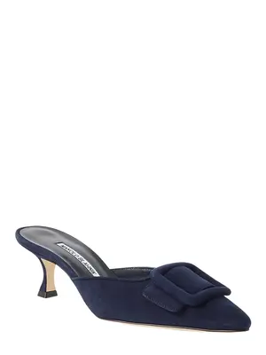 Manolo Blahnik Maysale 50 Buckled Mules - Blue