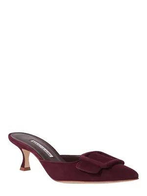 Manolo Blahnik Maysale 50 Buckled Mules - Burgundy