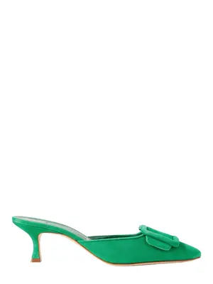 Manolo Blahnik Maysale 50 Buckled Mules Green