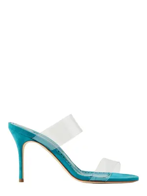 Manolo Blahnik Manolo Blahnik Scolto 90 PVC Mules Blue