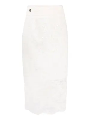 Philipp Plein Lace Pencil Midi Skirt - Neutrals
