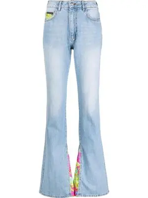PHILIPP PLEIN Philipp Plein Floral Insert Flared Jeans