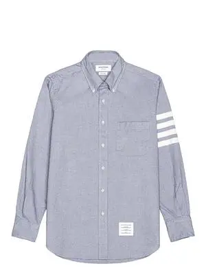 Thom Browne Straight Fit Bar Shirt In Blue - Light Blue