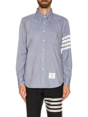 Thom Browne Straight Fit Bar Shirt In Blue - Light Blue